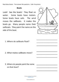 Reading Comprehension - Boats - The Critical Years