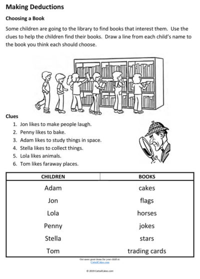 Making Deductions Worksheet - The Critical Years