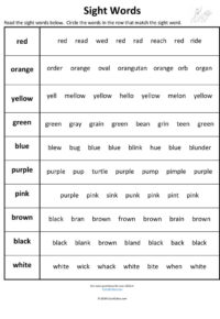 Color Sight Word Worksheet – The Critical Years