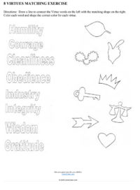 8 Virtues Matching Worksheet - The Critical Years