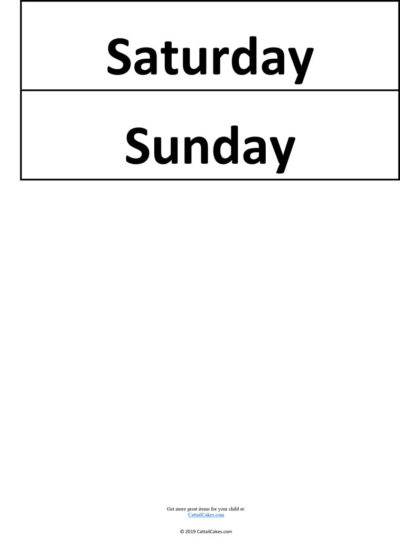 Days of the Week Flashcards - Saturday, Sunday - The Critical Years