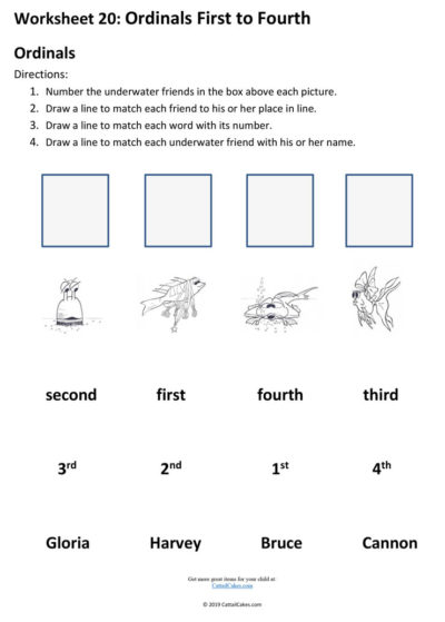 Ordinals Worksheet - first, second, third, fourth - The Critical Years
