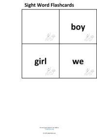 Sight Word Flashcards - boy, girl, we - The Critical Years