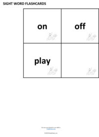 Sight Word Flashcards - on, off, play - The Critical Years