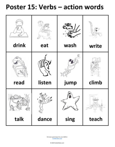 Poster of Action Words (Verbs) - The Critical Years