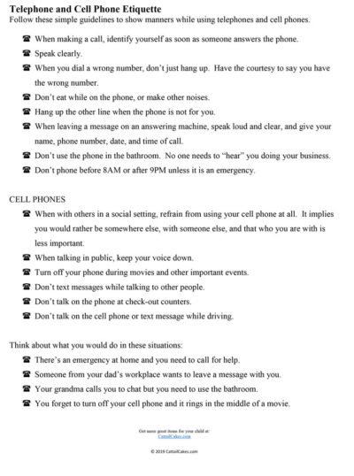 Telephone and Cell Phone Etiquette - The Critical Years